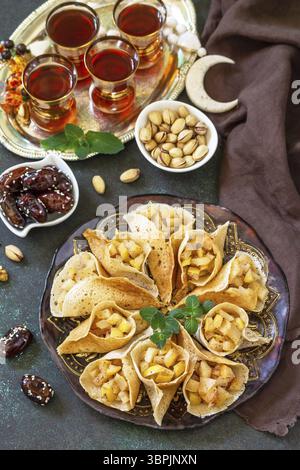 Arabic Cuisine. Ramadan Kareem Festive. Ramadan menu, arabian pancake ...