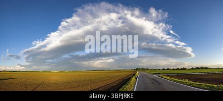Panoramic photo of a forming thunderstorm or supercell moving across ...