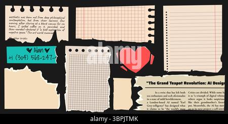 Torn turquoise note, notebook paper stripe is on grey stained ...