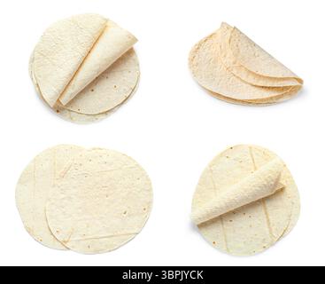 Set of thin lavash on white background, top view Stock Photo - Alamy