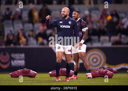 British and Irish Lions' Jamison Gibson-Park greets Maro Itoje ...