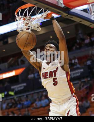 Miami Heat forward Derrick Jones Jr. (5) in the first half of an NBA ...