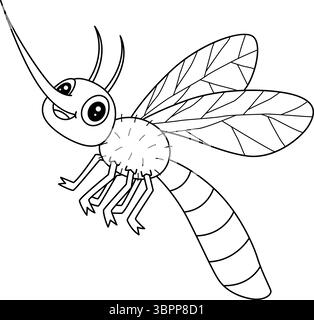 Insect Gnat Animal Isolated Coloring Page for Kids Stock Vector Image ...