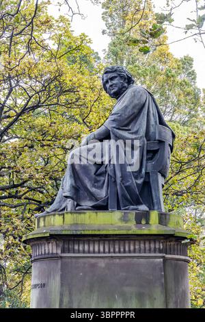The Statue of James Young Simpson with the Edinburgh Castle in ...