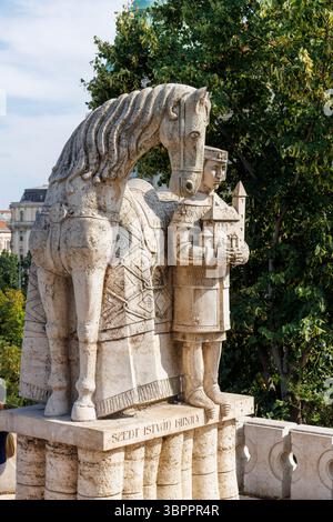Statue of St Stephen at Gellert Hill with Liberty Bridge - Budapest ...