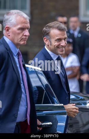 Handshake between French President Emmanuel Macron and Cyprus President ...