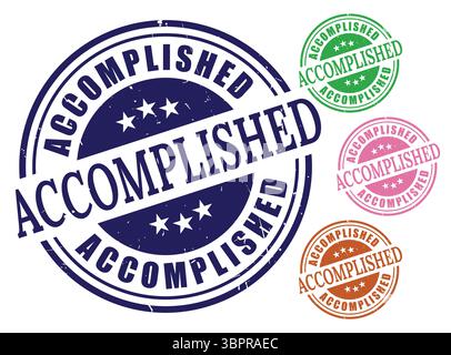 Set of Accomplished stamp symbol, label sticker sign button, text ...