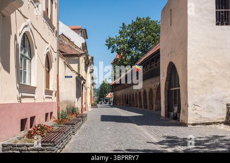4. July 2025. Sibiu, Romania. Scenic medieval streets and colorful ...