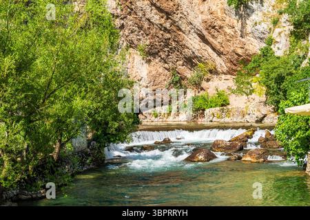 The river Buna spring and cascade in Blagaj, Bosnia-Herzegovina Stock ...