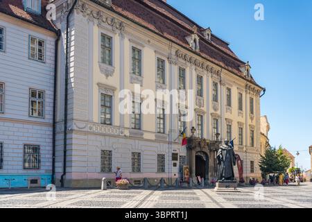 4. July 2025. Sibiu, Romania. Scenic medieval streets and colorful ...