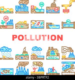 heavy metal pollution icons set vector Stock Vector Image & Art - Alamy