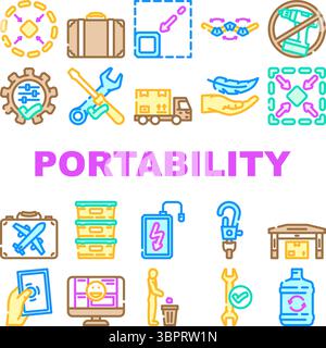 portability convenience product icons set vector Stock Vector Image ...