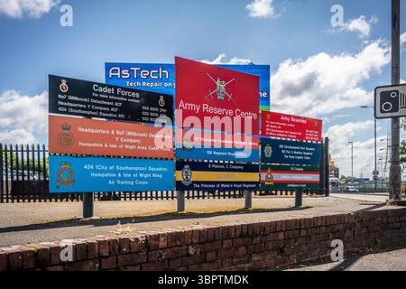 Signs outside Southampton Millbrook Army Reserve Barracks and the Army ...