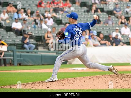 Toronto Blue Jays pitcher Braydon Fisher, right, celebrates with ...