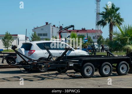 Trailer trolley for transporting boats and motorboats Stock Photo - Alamy