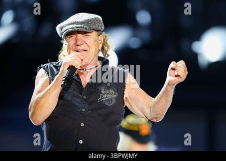 Brian Johnson lead singer of rock group AC DC with Geordie Defty and ...