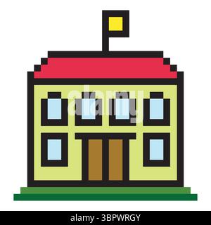 School building in pixel art style Stock Vector Image & Art - Alamy