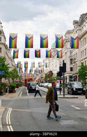 Intersex Inclusive Progress Pride Flags suspended across Regent Street ...