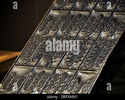 old printing press machine replica detail Stock Photo - Alamy