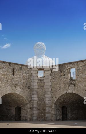 'Le Nomade' sculpture by Jaume Plensa, Antibes, South of France, 2020 ...