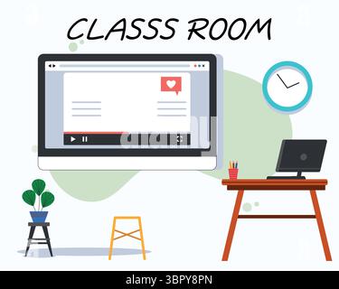 Online class concept with digital learning, virtual classroom, remote ...