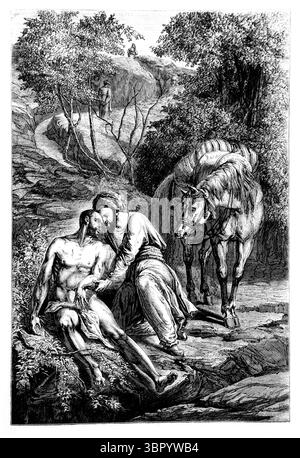 Parable of The Good Samaritan who Helps The Jewish Man Who Has Been ...