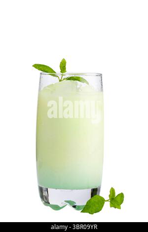 Creamy green cocktail isolated on white Stock Photo - Alamy