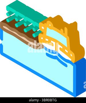 dispersant being sprayed ocean color icon vector illustration Stock ...