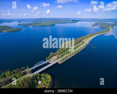 Aerial view of Punkaharju Ridge - an esker in South Savo, southeastern ...
