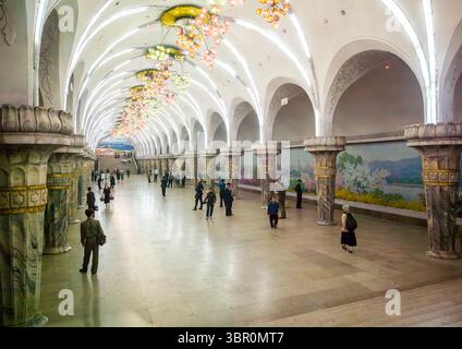 North Korean people in Yonggwang station, DGC, Pyongyang, North Korea ...