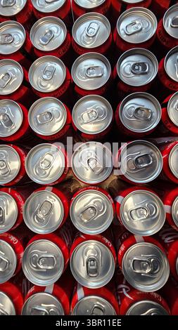 Top View of Aluminum Coca Cola Cans.Riga.Latvia.10.07.2025 Stock Photo ...