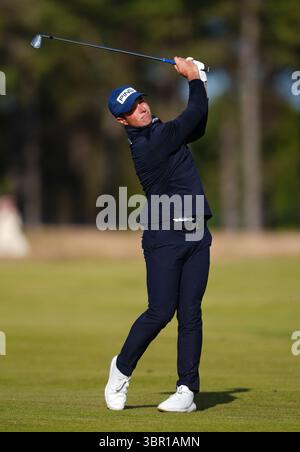 Norway's Viktor Hovland on the 18th hole during the day 2 of the 2025 British Open Golf ...