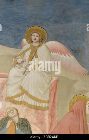 Detail of medieval religious fresco showing angels watching Jesus ...