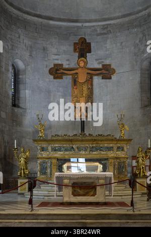 Painted wooden crucifix with Christus Triumphans iconography, San ...