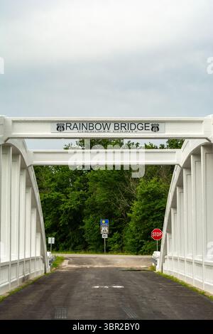 The historic Brush Creek Bridge, also known as the Rainbow Bridge ...