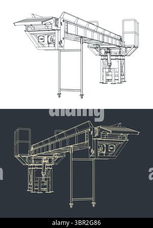 Loading conveyor with hydraulically adjustable angle isometric ...