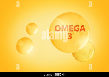 Drops of Omega-3 on yellow gradient background, top view Stock Photo ...