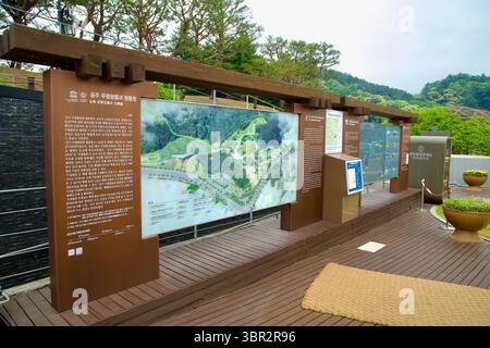 Gongju, South Korea - June 13th 2025: Informational signs in Korean and ...