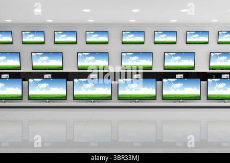 Flat screen TVs are displayed at a retail store in Vernon Hills, Ill ...