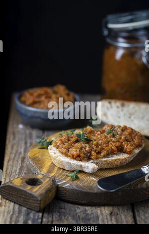 Sandwich with eggplant paste Stock Photo - Alamy