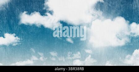 Bright cloud formations drifting in clear sky forming calming ...