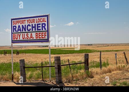 Kersey, Colorado - A sign on an eastern Colorado ranch urges 'Buy U.S.A ...