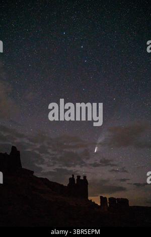 Comet Neowise over the Three Gossips and Sheep Rock in Arches National ...