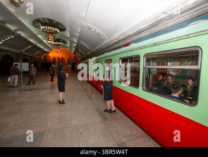 North Korean people in Yonggwang station, DGC, Pyongyang, North Korea ...