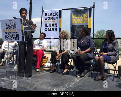 Rep. Ilhan Omar, D-Minn., speaks during a field hearing on immigration ...