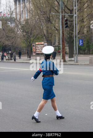 North Korean female traffic security officer in the street, DGC ...