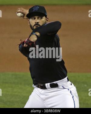 Miami Marlins pitcher Pablo López (49) pitching during an MLB Spring ...