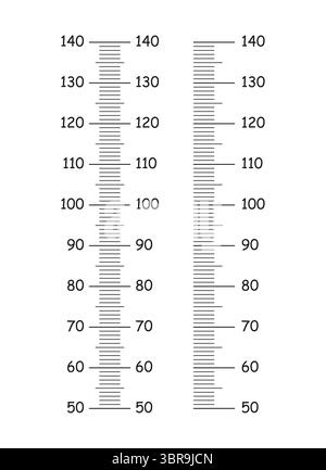 Vertical centimeter scale for measuring length or height. Various ...
