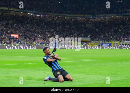 Inter MilanÕs Denzel Dumfries during the Serie A soccer match between ...