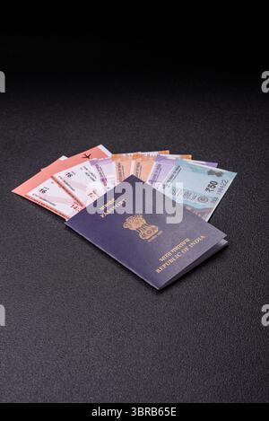 Indian passport and tickets for travelling, flying and doing business ...